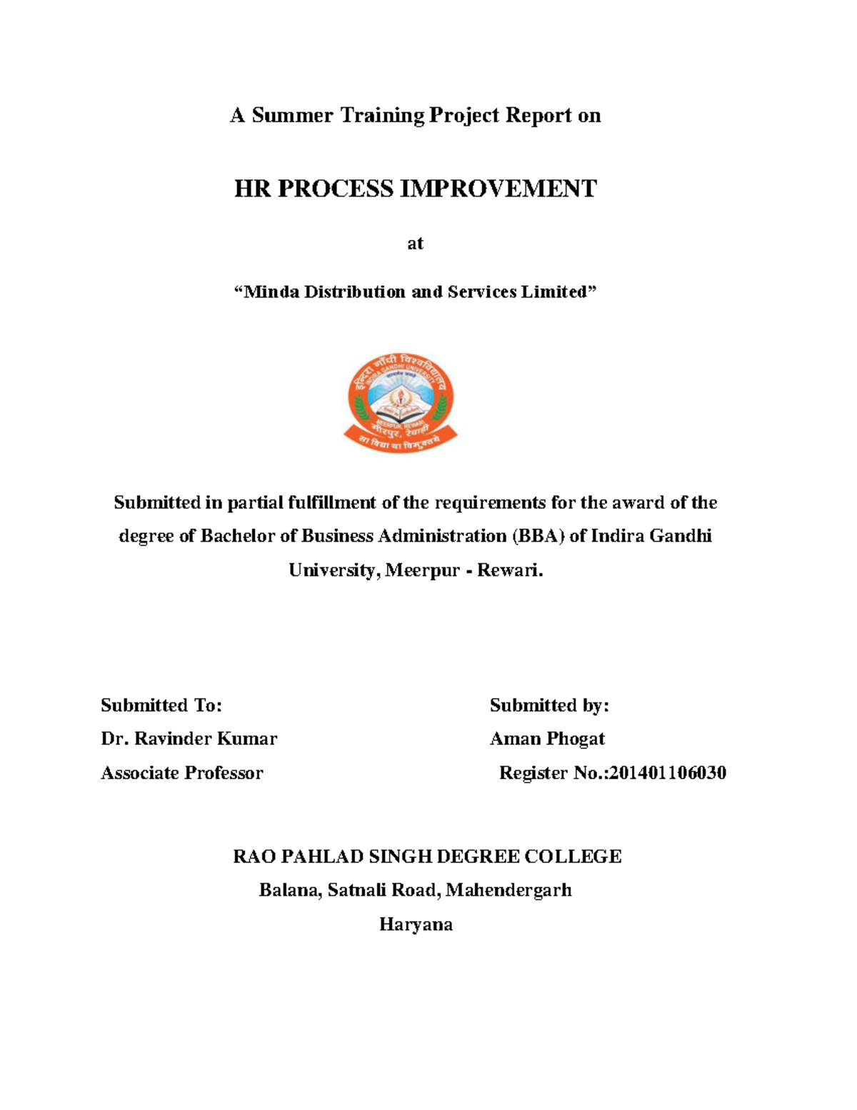 Aman phogat summer training project - A Summer Training Project Report ...