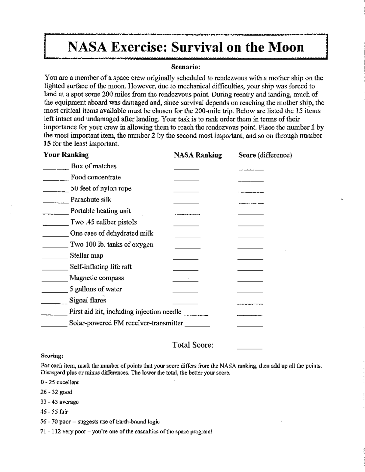 Survival on the Moon - Participation point paper - PHI-105 - Studocu