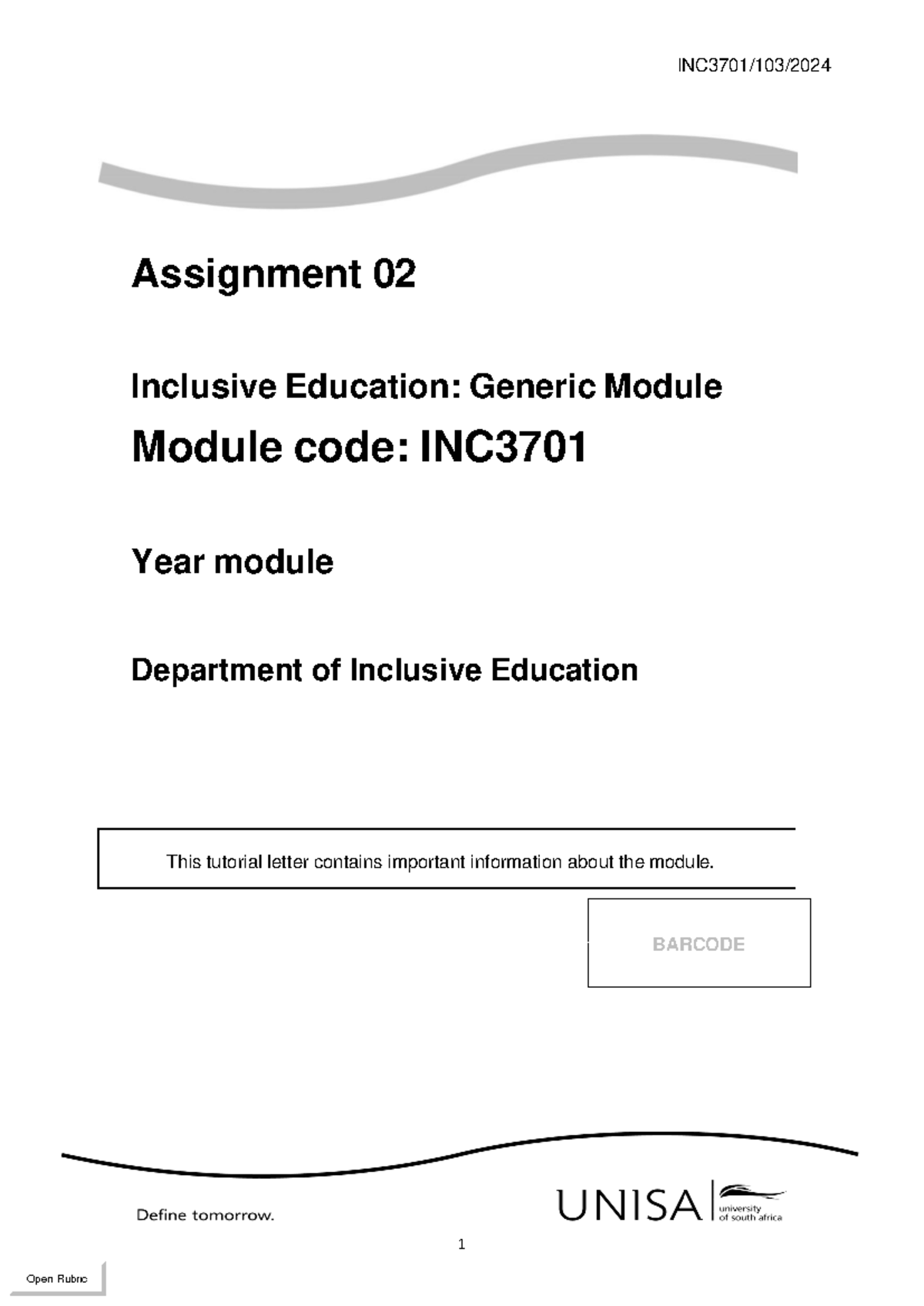 INC3701 02 2024 - assignment - Assignment 02 Inclusive Education ...