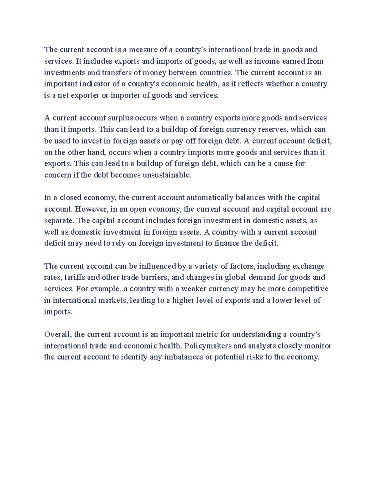 AP Macroeconomics Notes current account - The current account is a ...