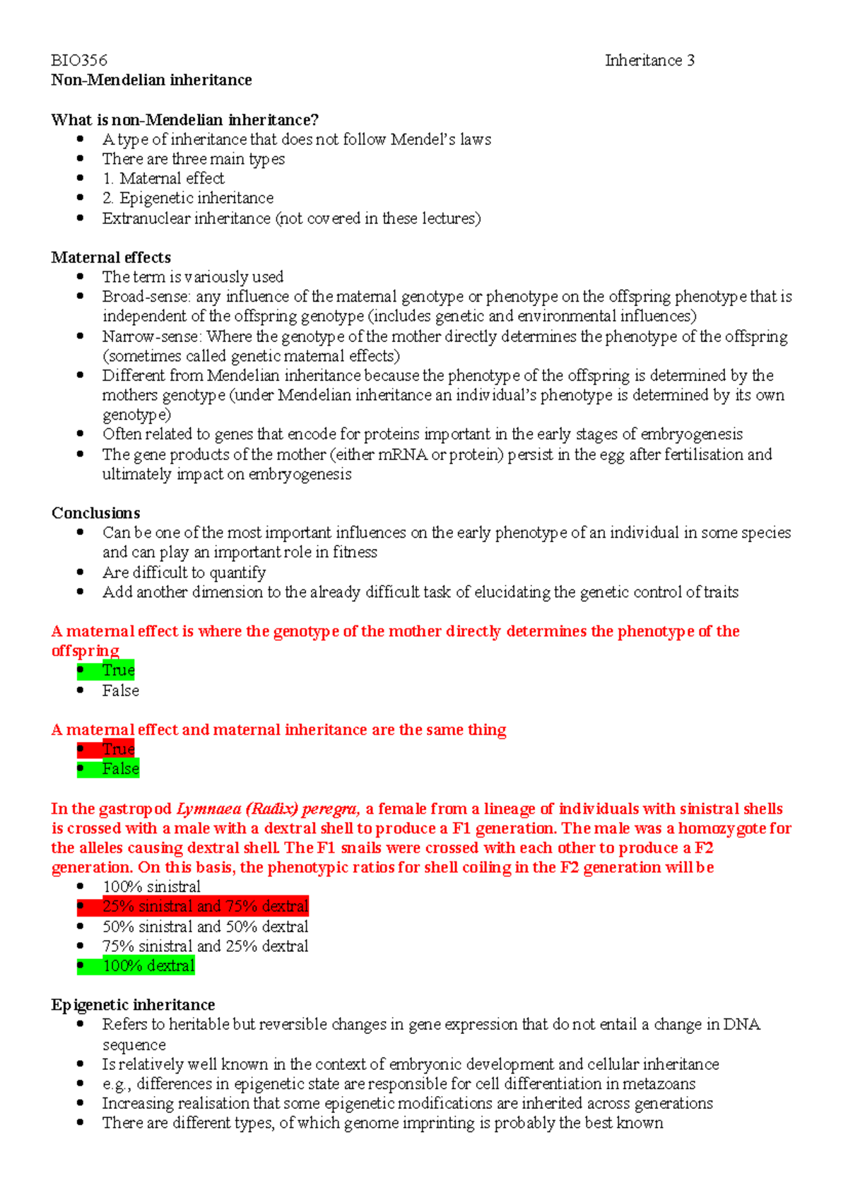 Lecture 8 Inheritance 3 Bio356 Inheritance 3 Non Mendelian Inheritance What Is Non Mendelian