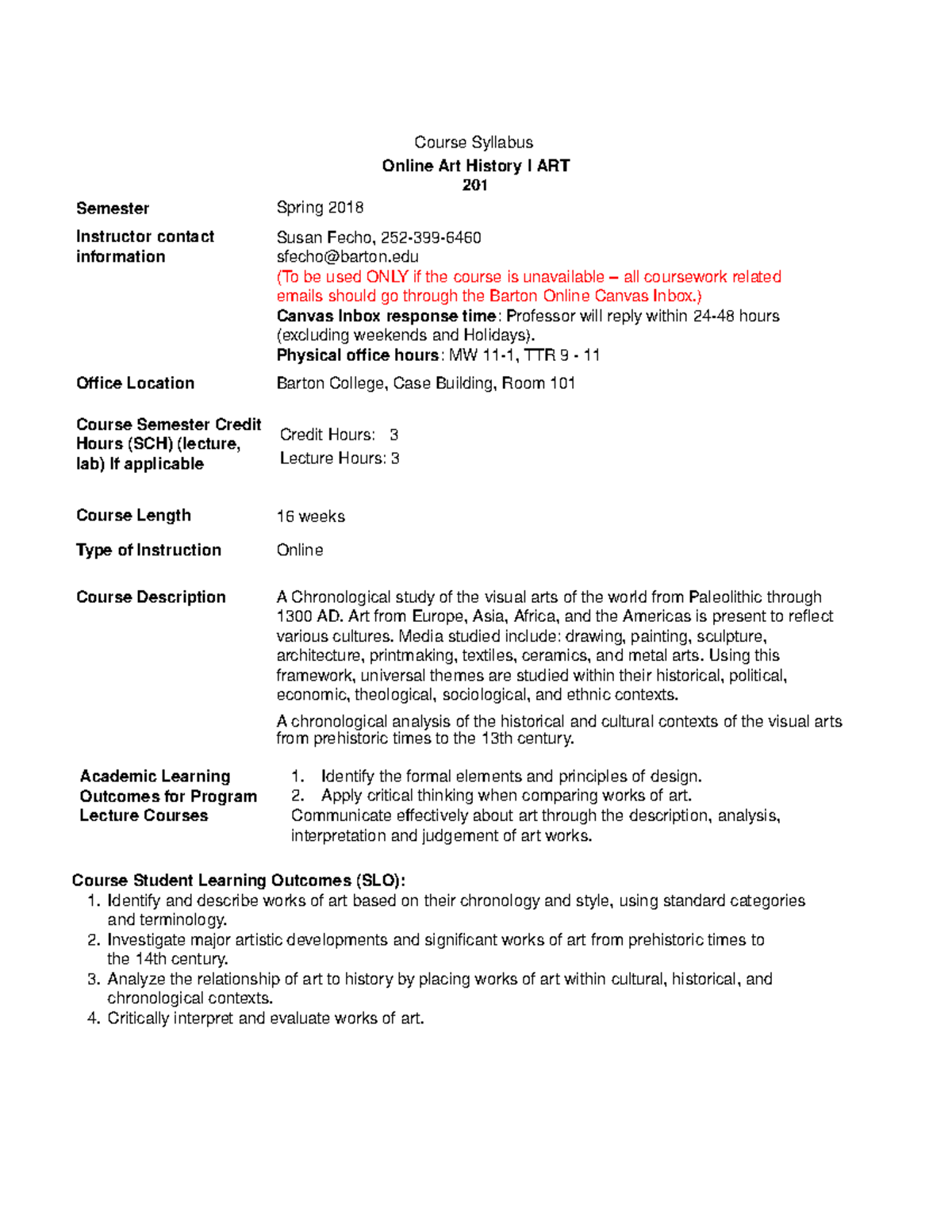 Art History 201 online syllabus 4 - Warning: TT: more functions defined than expected Course ...