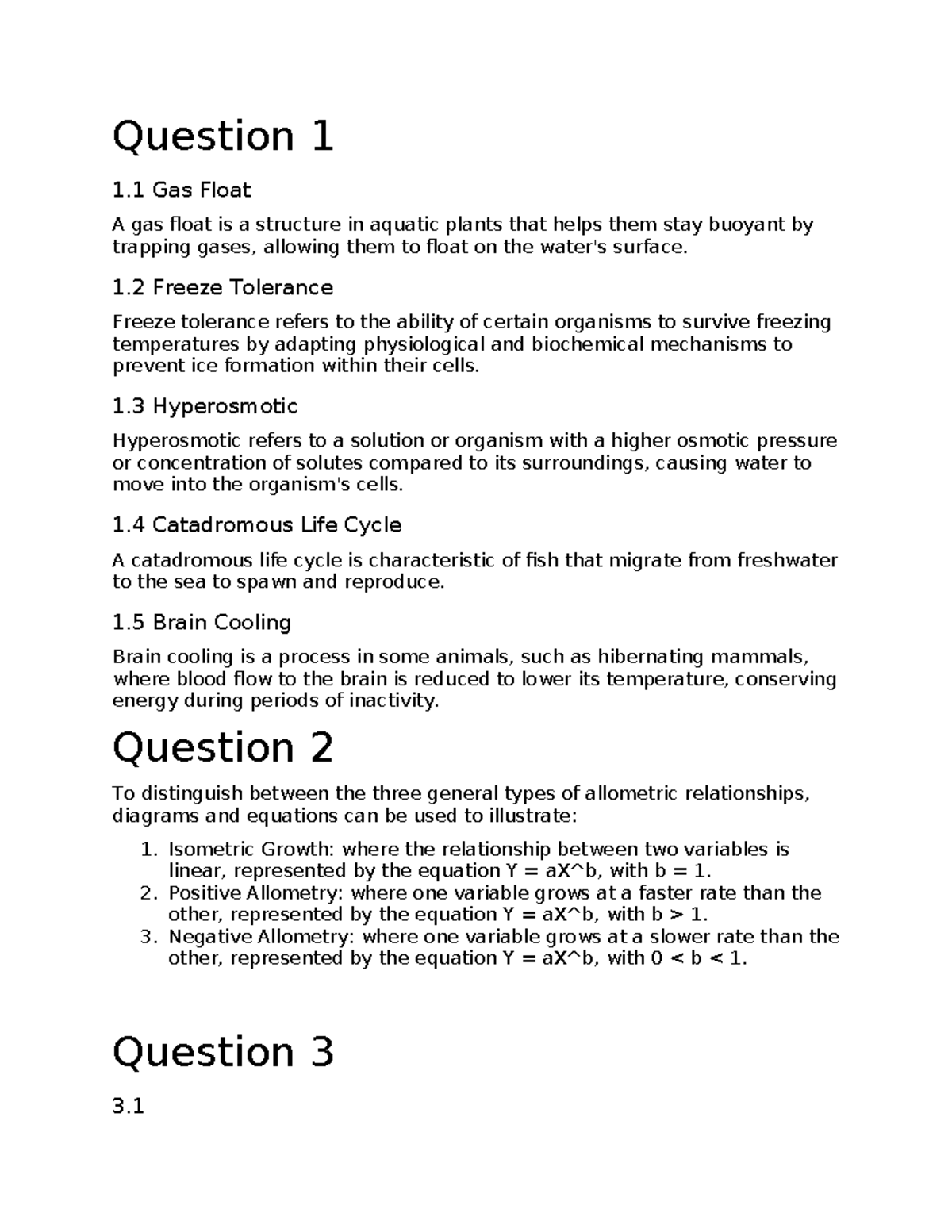 ZOL2601 Assignment 4 - Question 1 1 Gas Float A gas float is a ...