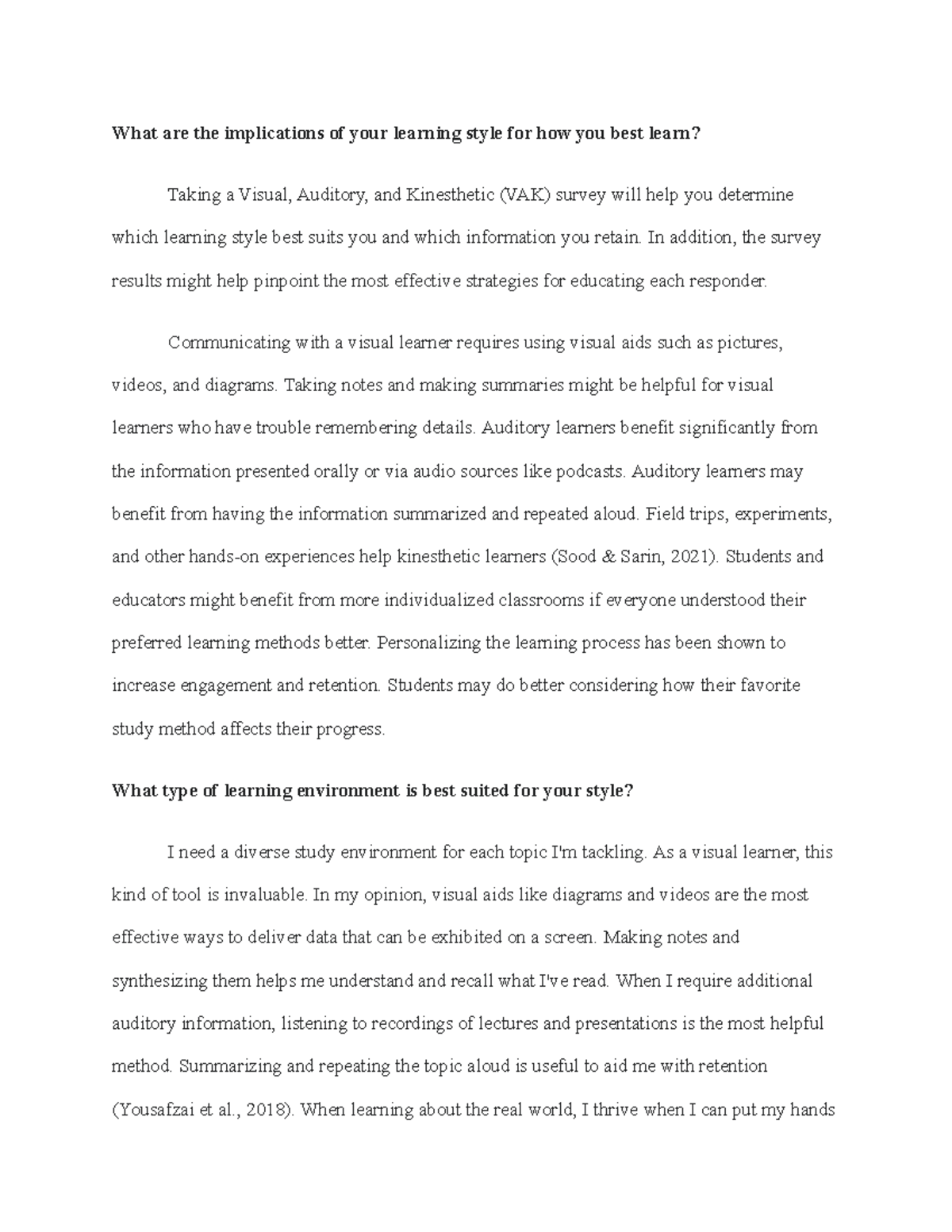 4-1 Discussion - What are the implications of your learning style for ...