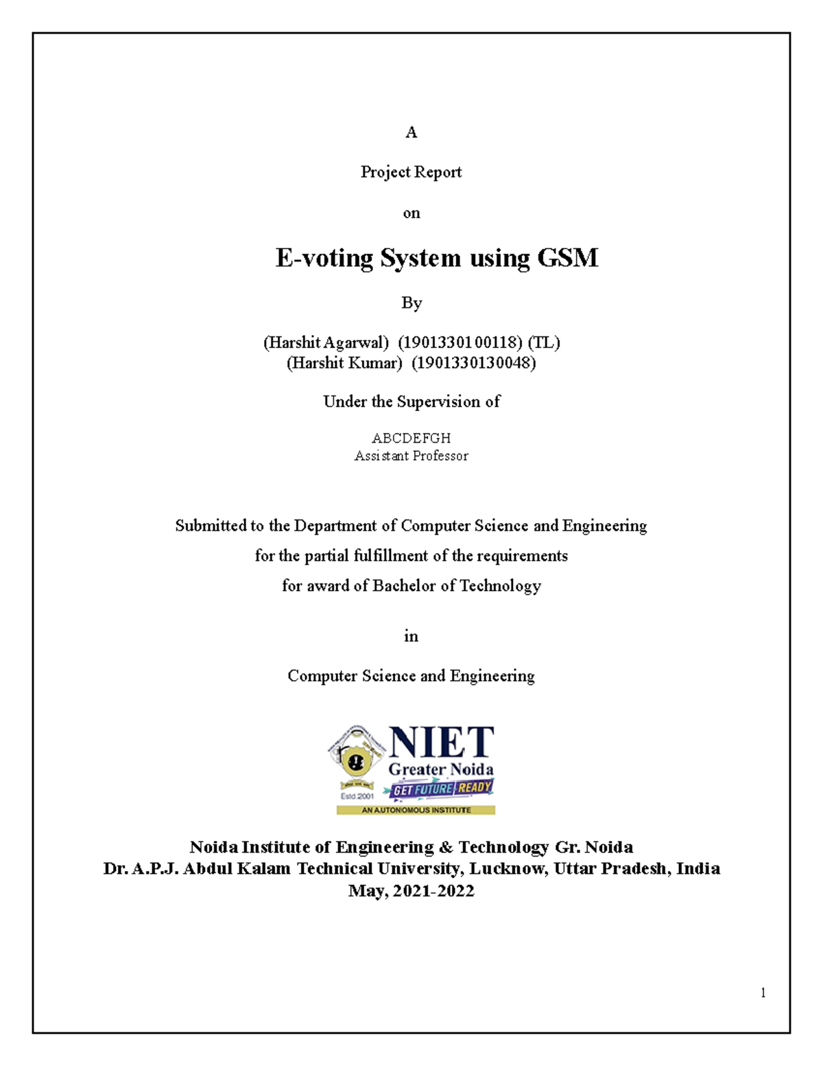E-voting mini project - 1 A Project Report on E-voting System using GSM ...