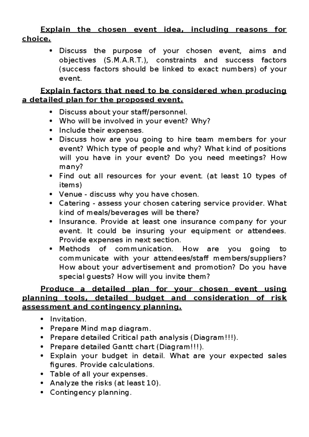 Assignment - dwaaw - Explain the chosen event idea, including reasons ...
