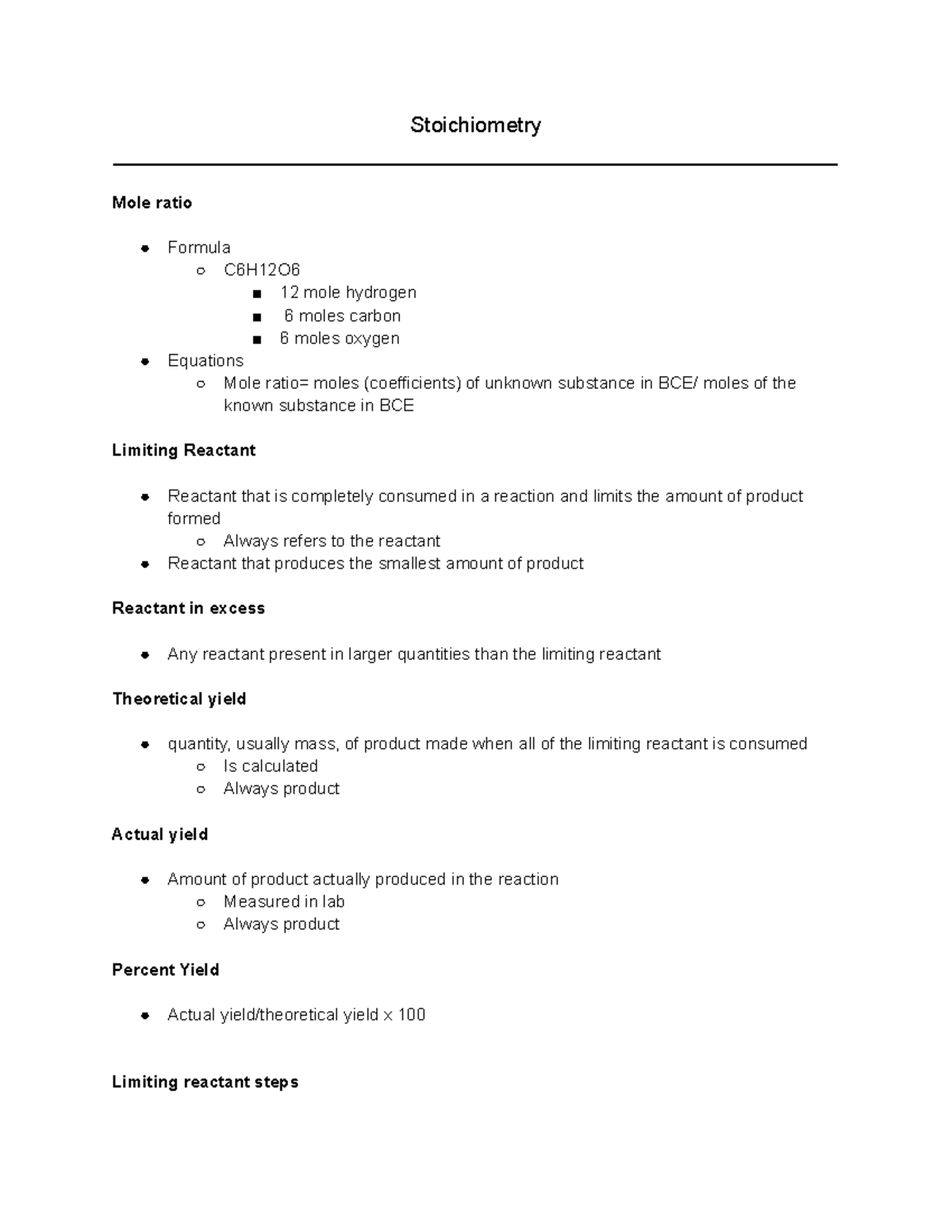 Stoichiometry - notes - Stoichiometry