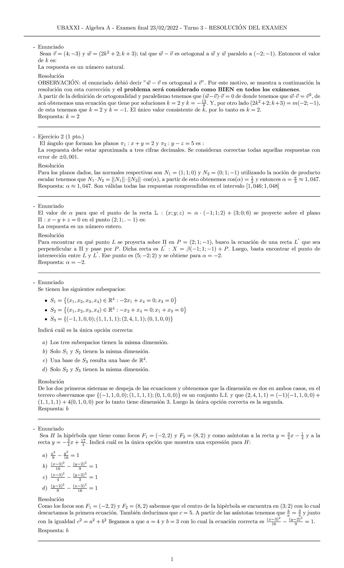 Algebra A 23 Feb 2022 Turno 3 Resoluci Ã³n - UBAXXI - Algebra A - Examen final 23/02/2022 ...