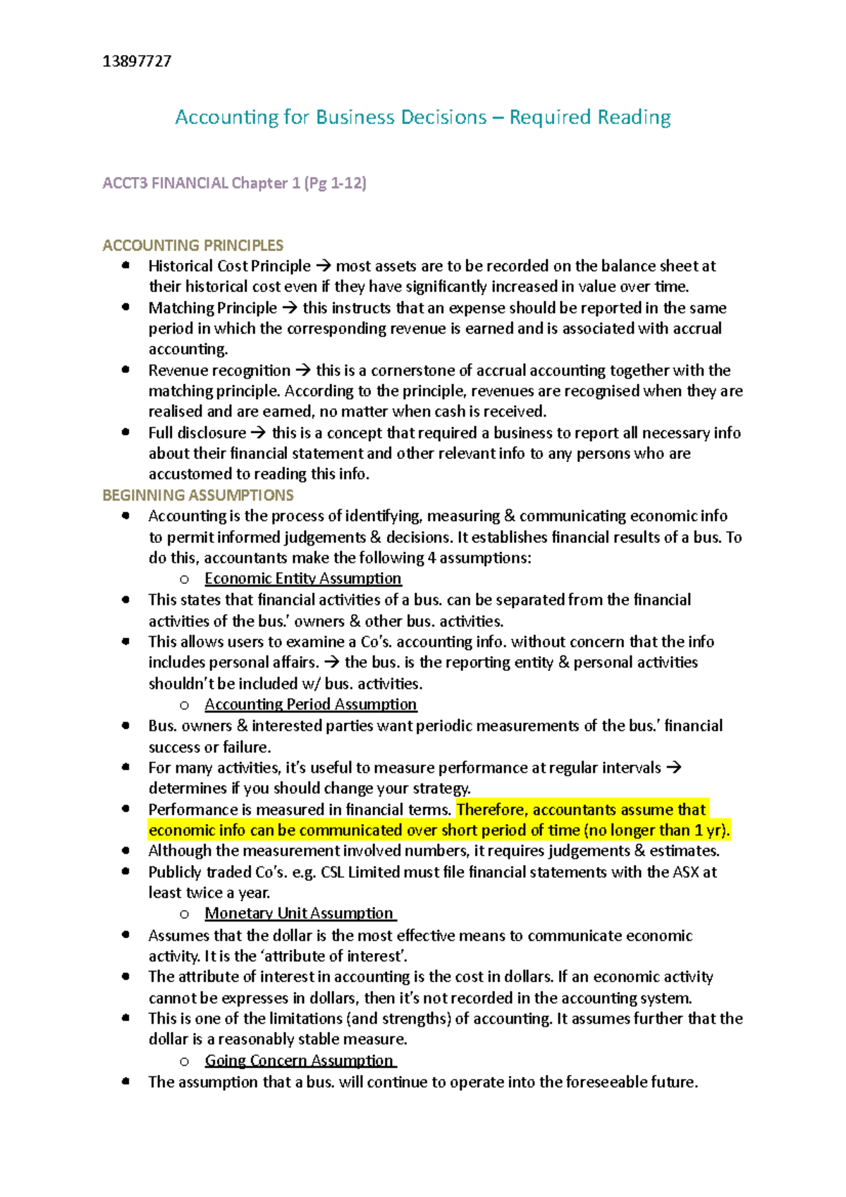 Accounting - Readings W1 - Accounting for Business Decisions – Required ...