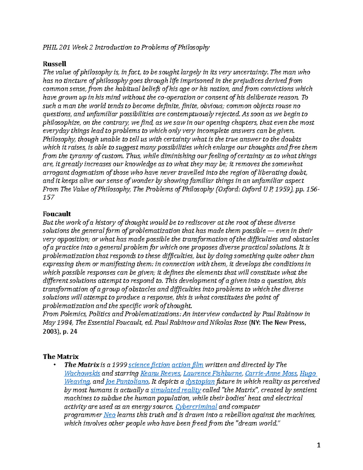 Phil 201 Week 2 2020 Outline Of Week 2 Of The Course Phil 201 Week 2 Introduction To