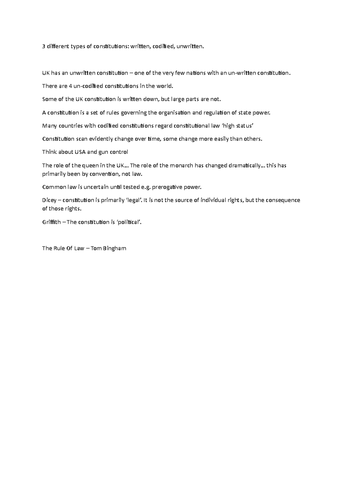 Public Law SGS 1 Notes First Tutorial Worksheet 3 Different Types