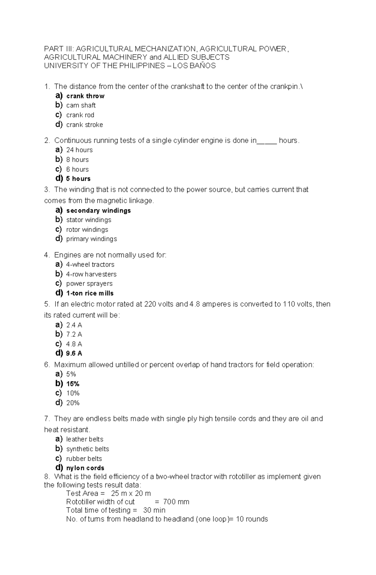 667507360 AREA I WITH Answer - PART III: AGRICULTURAL MECHANIZATION ...