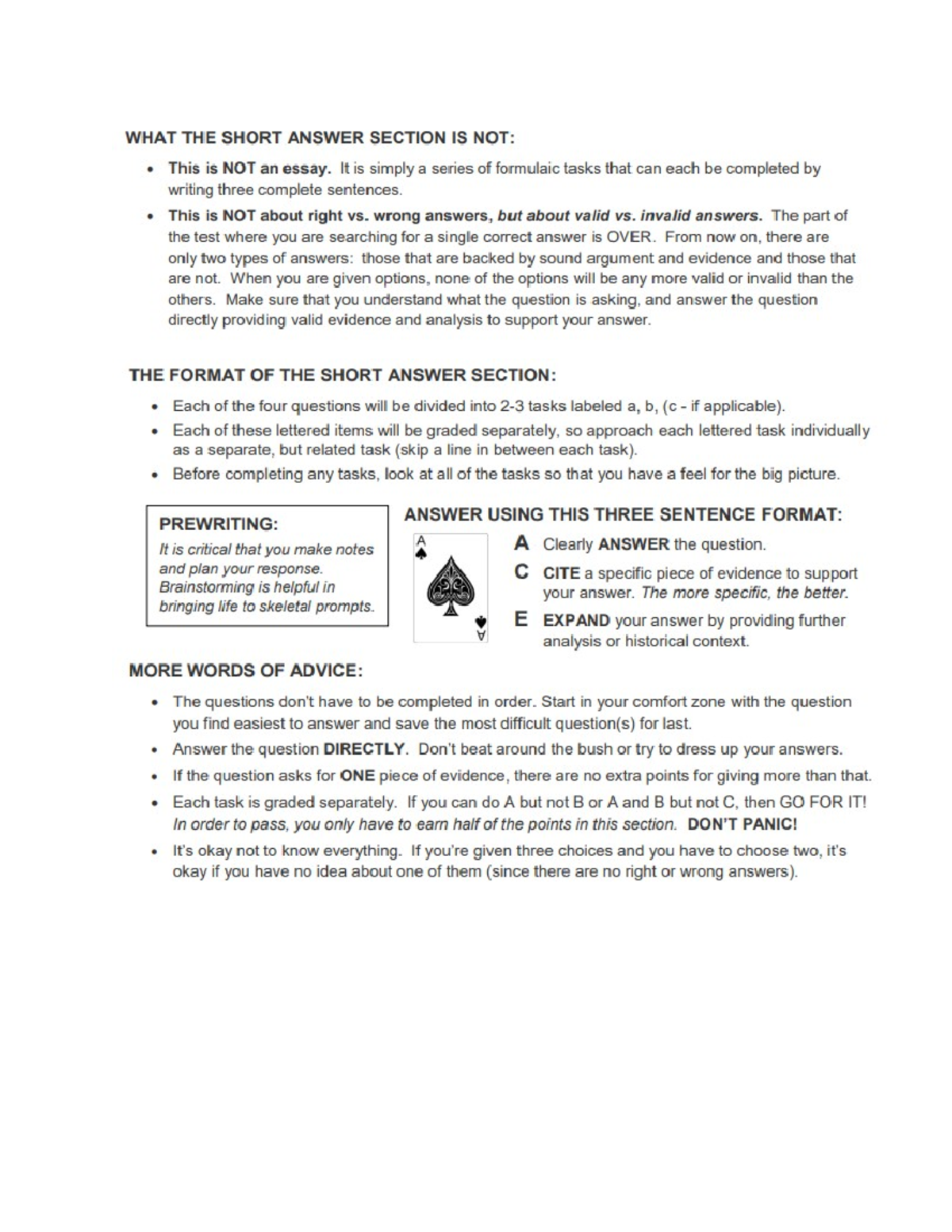 How to SAQ - A document illustrating carefully how to answer an SAQ ...