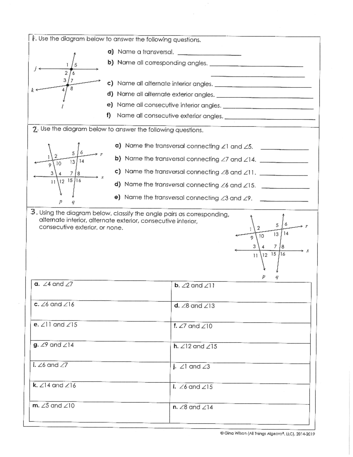 Parallel Lines HW Day 1 - Make adjustments - Studocu