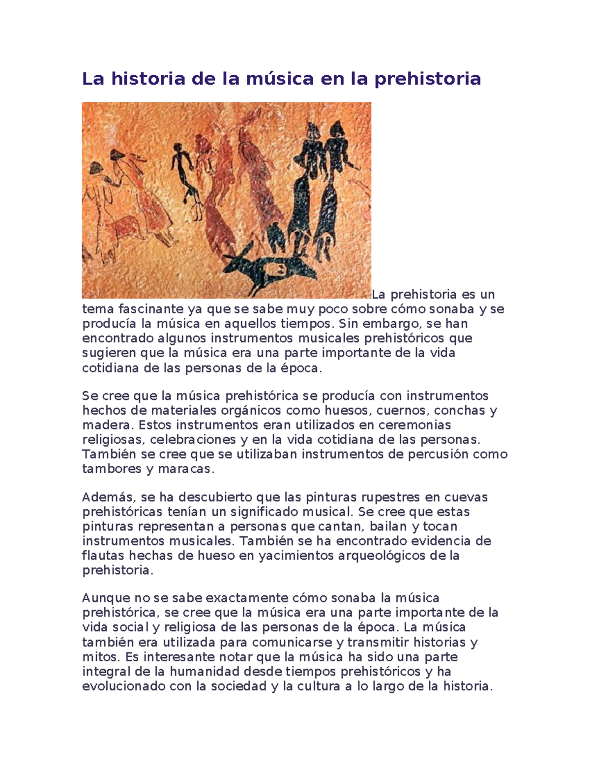 Historia de la musica - La historia de la música en la prehistoria La ...