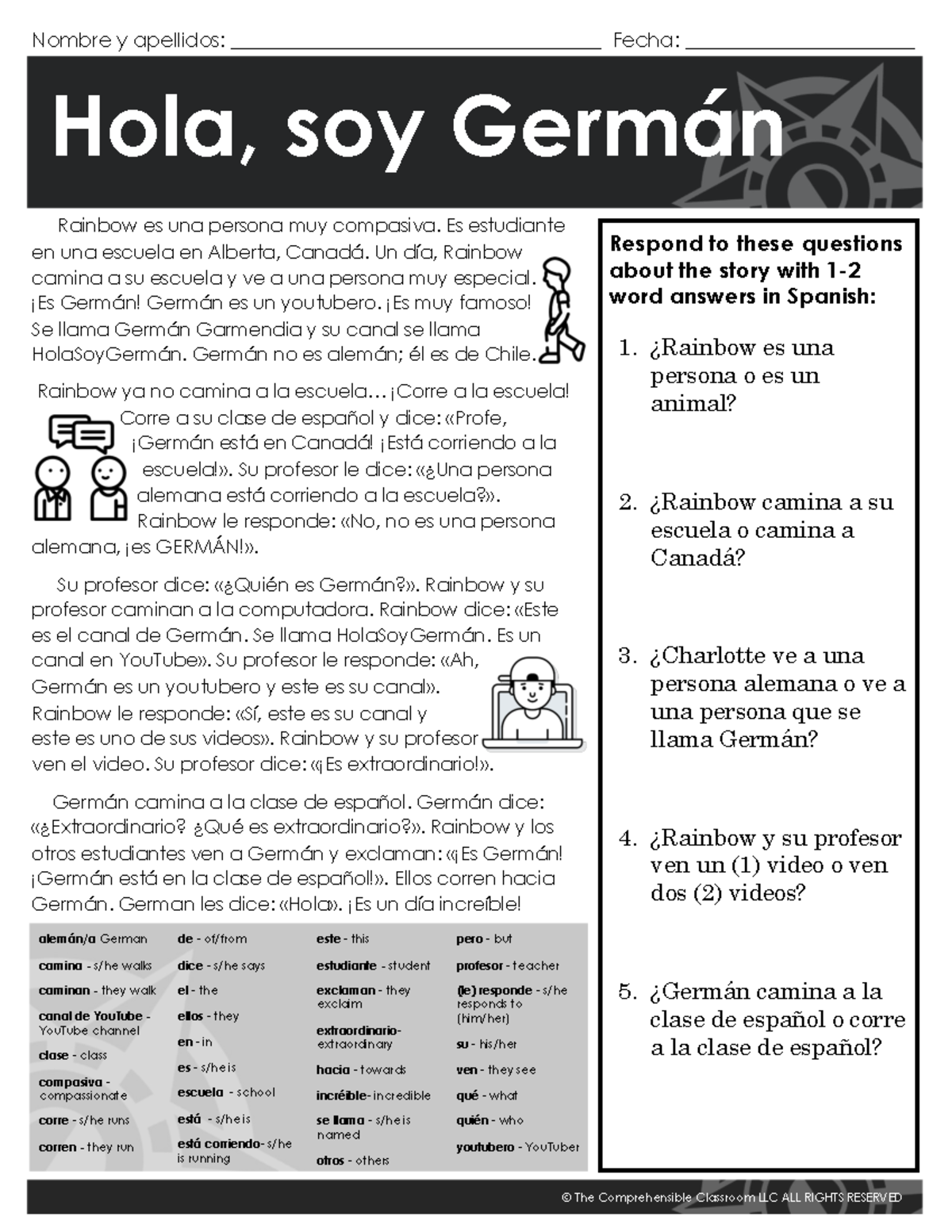 S1U02J Hola soy German Reading-1 - Nombre y apellidos ...