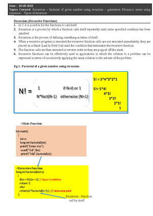 Pointers -day 6 - FDFDFDF - Topics Covered: Pointers & Arrays, Array of pointers, Example - Studocu