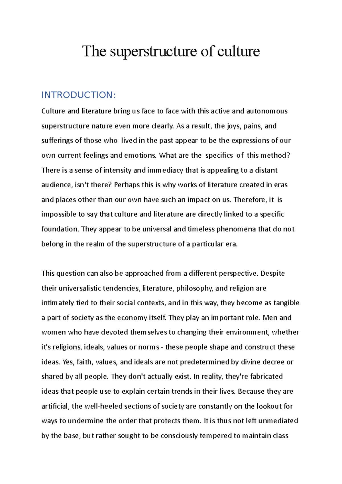 The superstructure of culture - The superstructure of culture ...