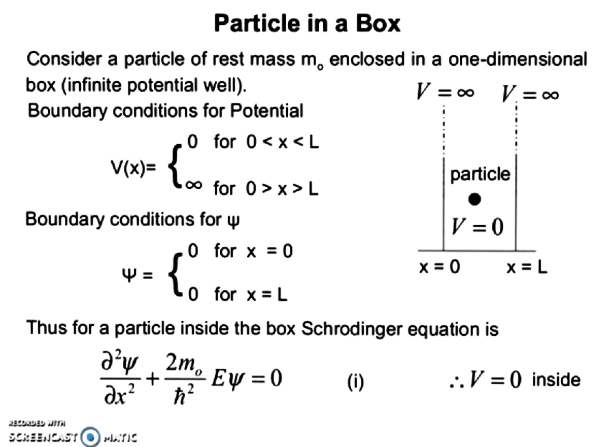 Particle in a box - Quantum Mechanics - I - Studocu