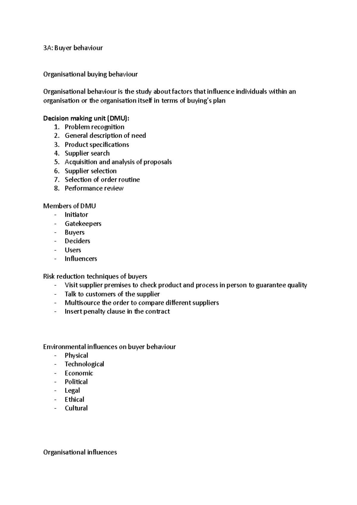 3A- organisation buying behaviour - 3A: Buyer behaviour Organisational ...