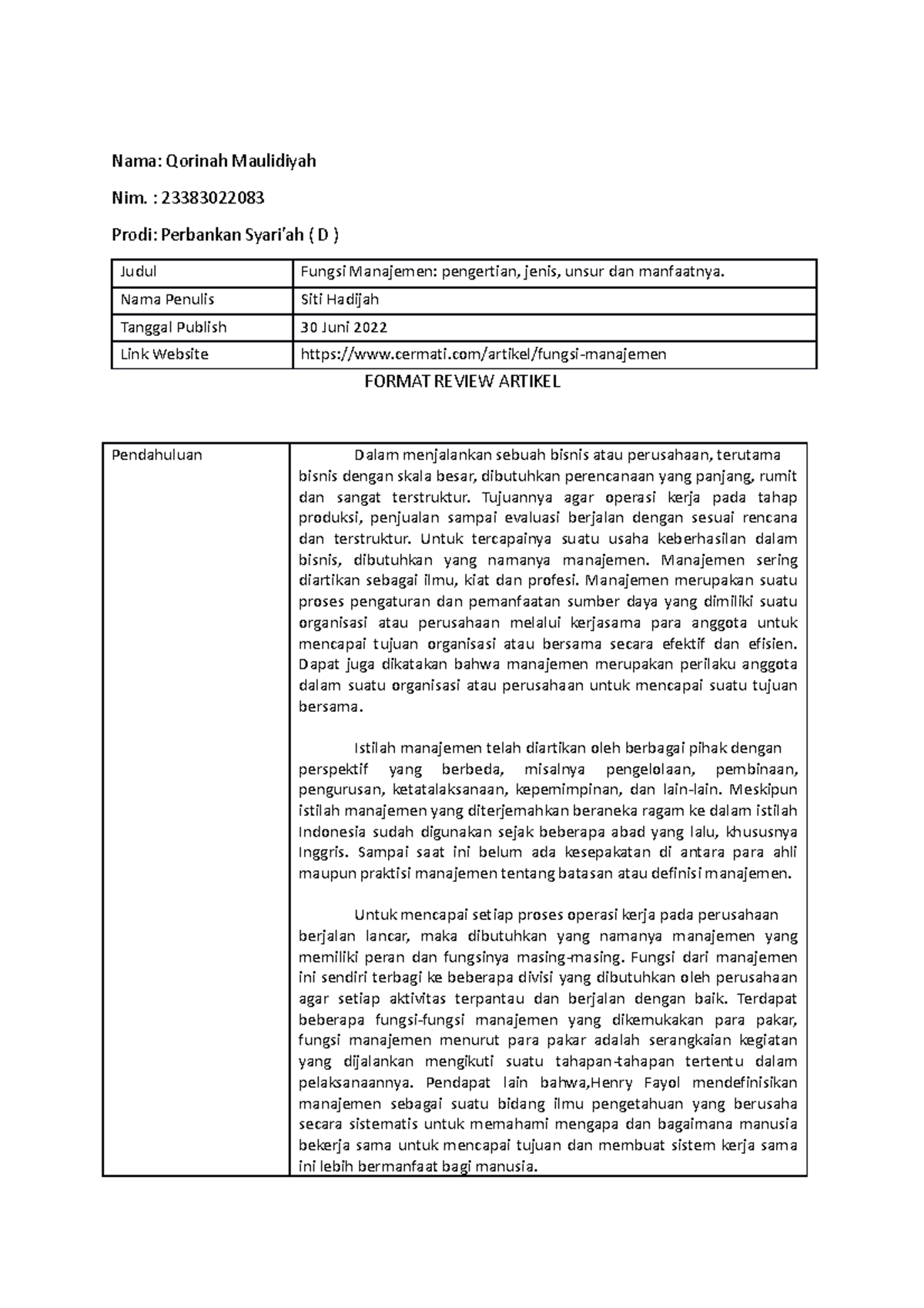 Qorinnn - Jsjsd - Nama: Qorinah Maulidiyah Nim. : 23383022083 Prodi ...