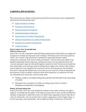 Evolution OF Labour LAWS IN Kenya - EVOLUTION OF LABOUR LAWS IN KENYA ...