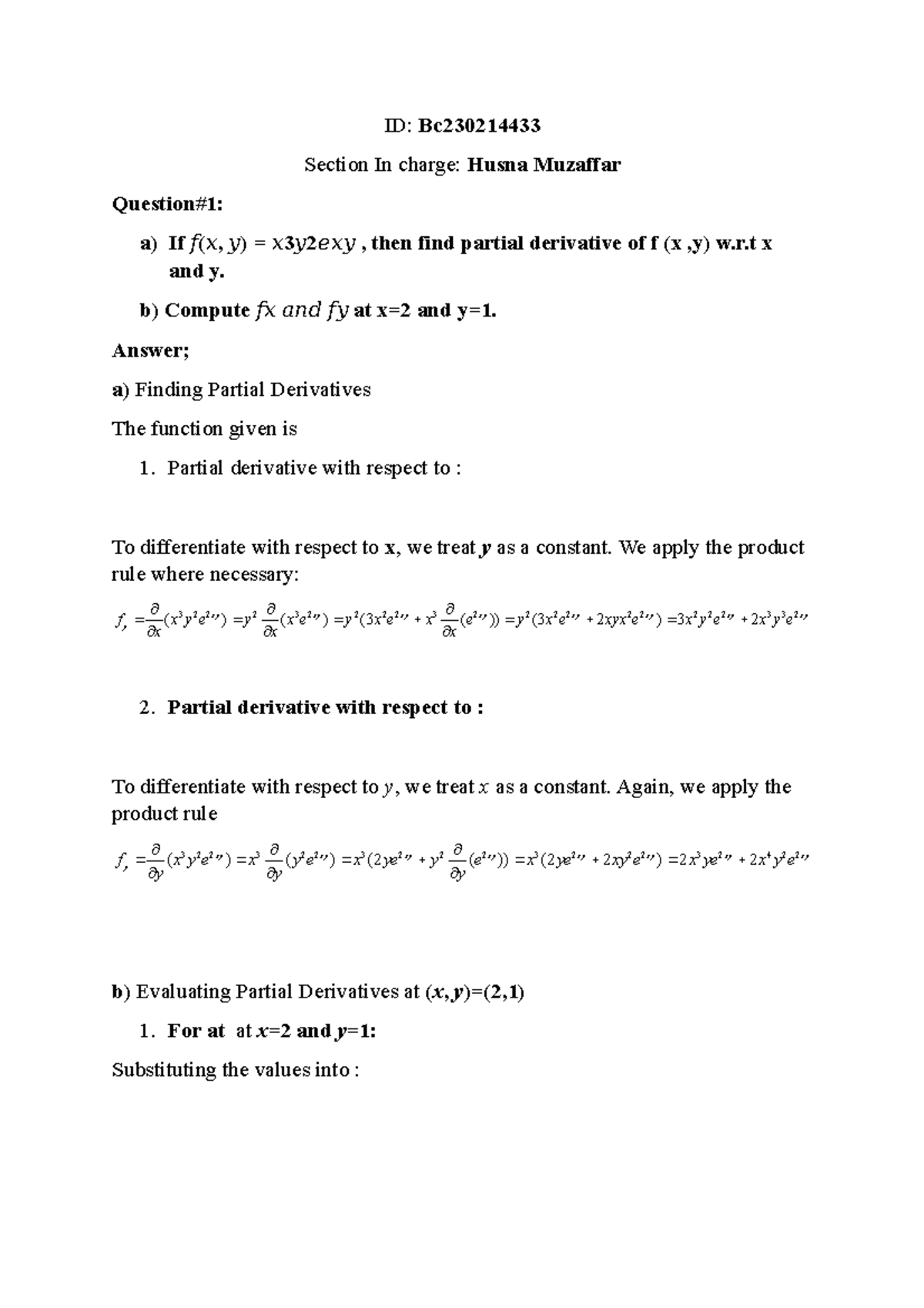 Math 301 - ID: Bc Section In charge: Husna Muzaffar Question#1: a) If 𝐀 ...