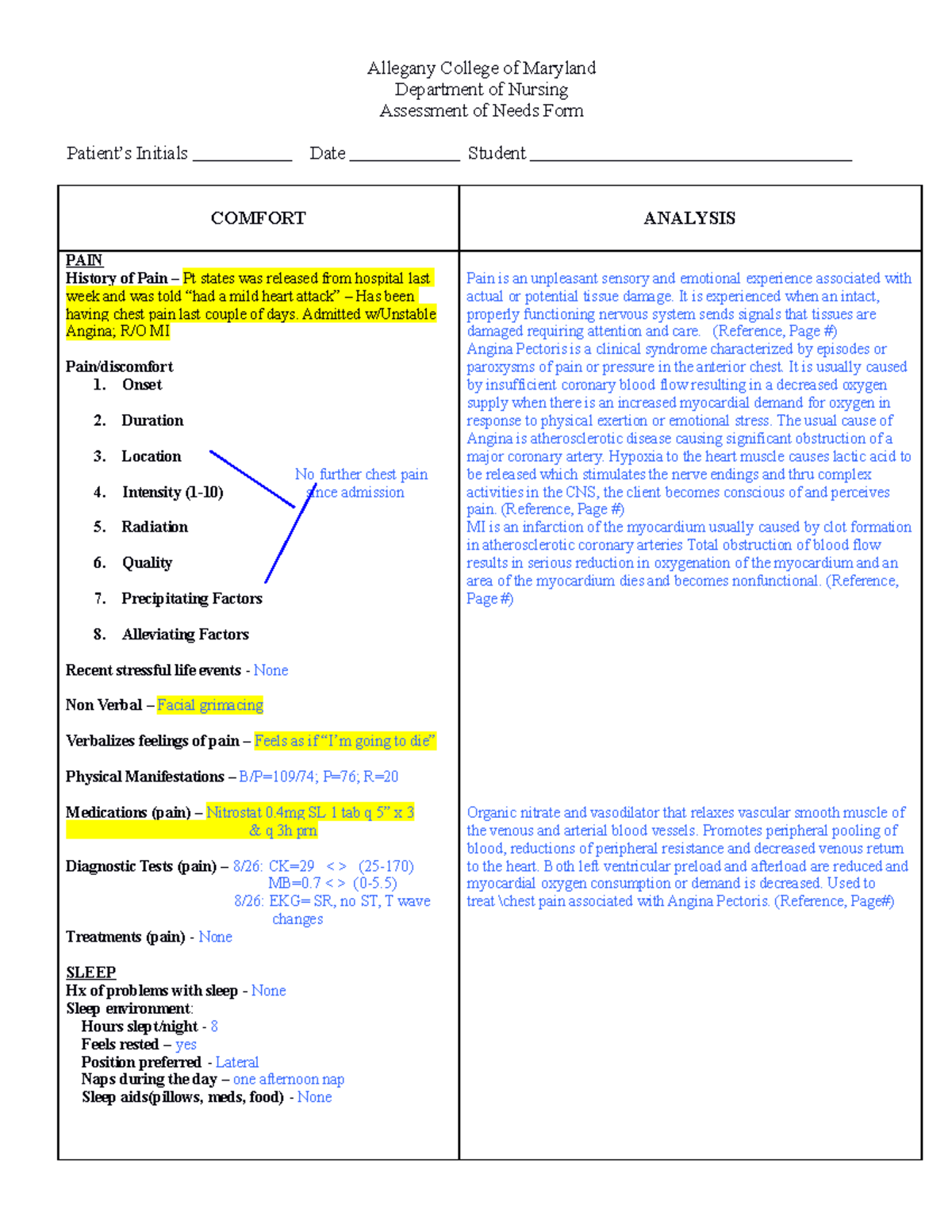 Assessment Form Sample - Allegany College of Maryland Department of ...