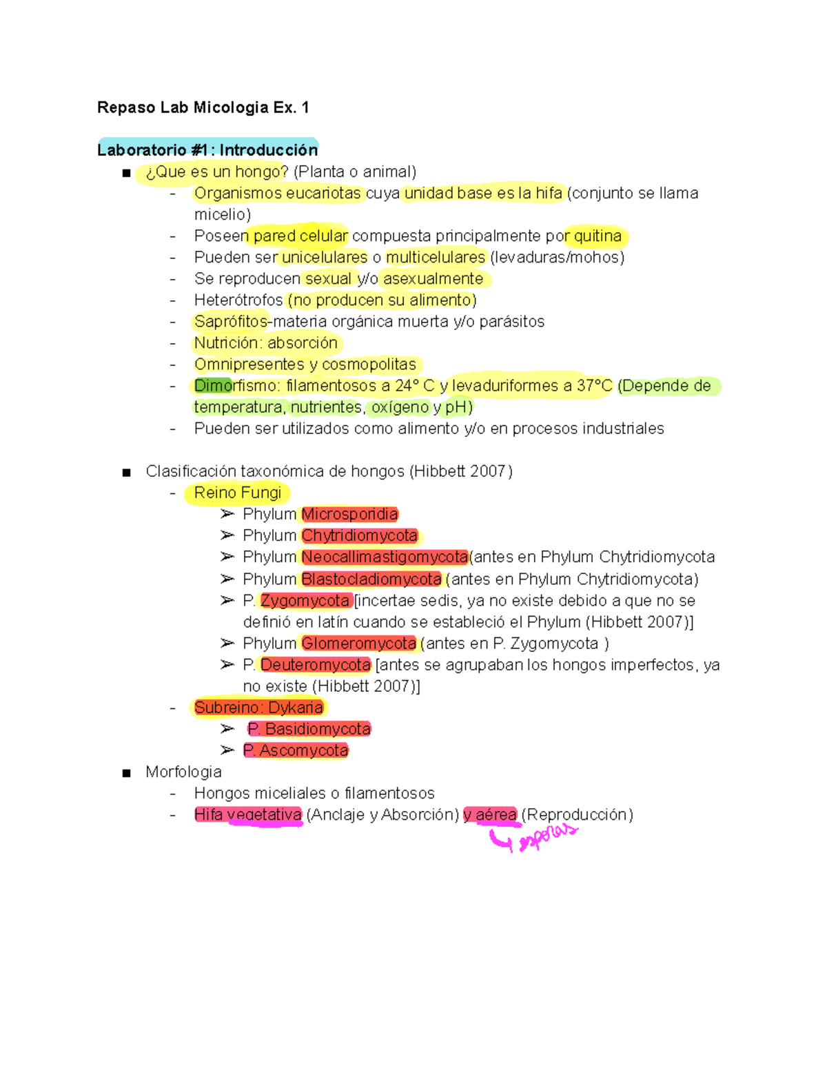 Ex 1 Lab Mico - lab mico 1 - Repaso Lab Micologia Ex. 1 Laboratorio #1: Introducción ¿Que es un ...
