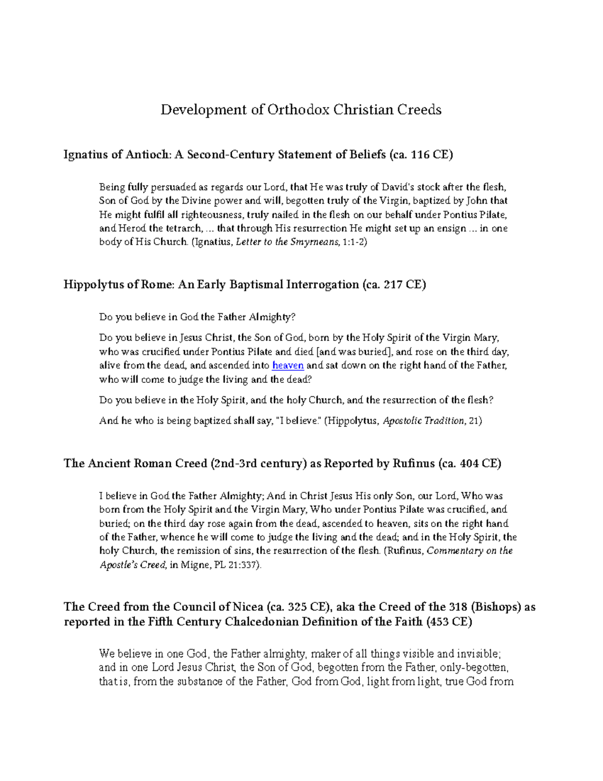 Development of Creeds in Christianity - Development of Orthodox ...