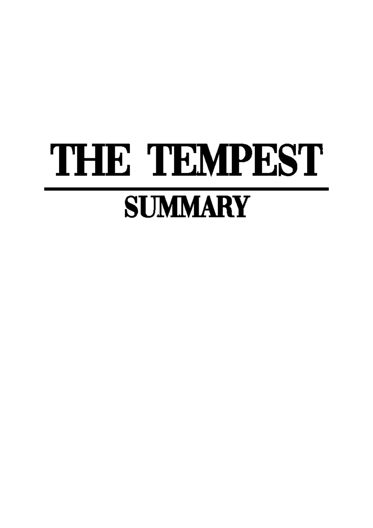 The Tempest - Summary - The Tempest Summary Plot Summary Traveling from ...