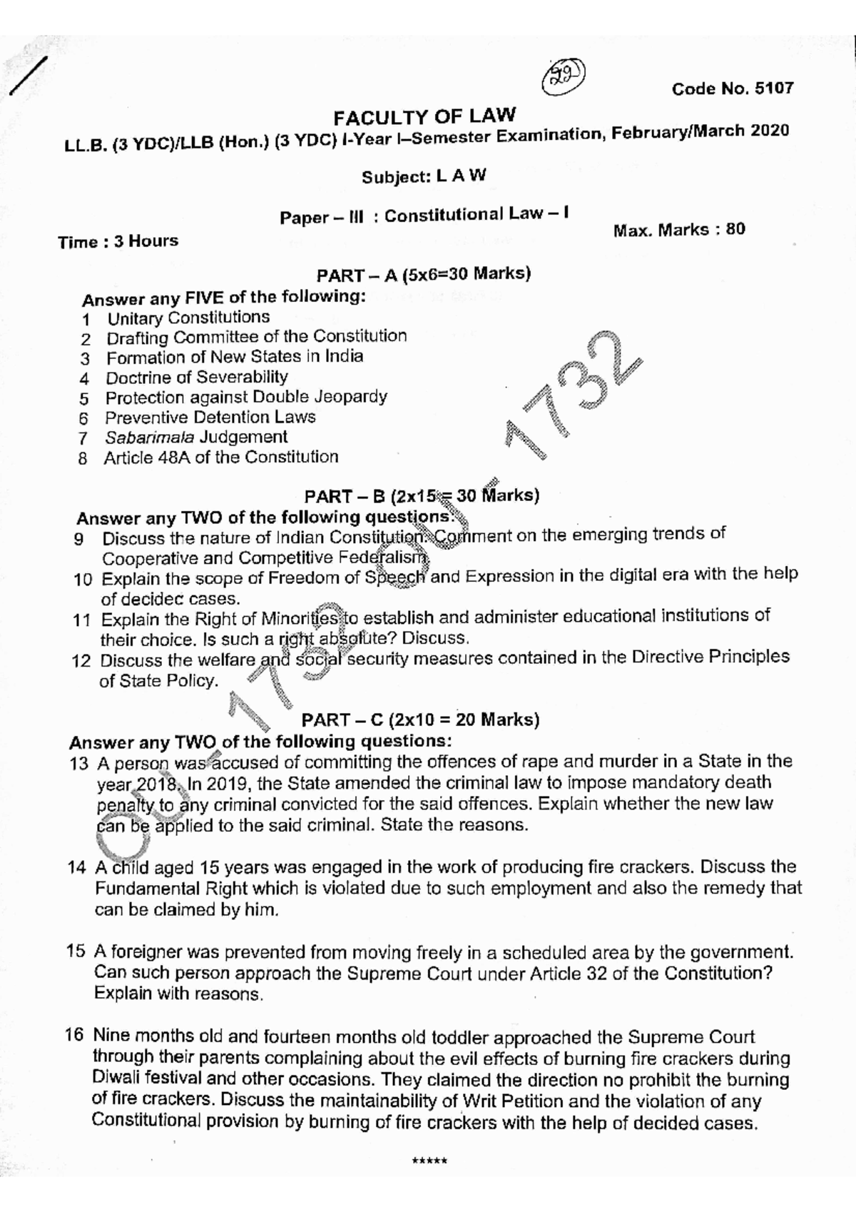 Constitution Law-1 Previous question papers - Contracts Law - Studocu