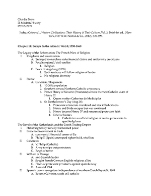 Wars of Religion study guide - Chaidie Petris IB Modern History French ...