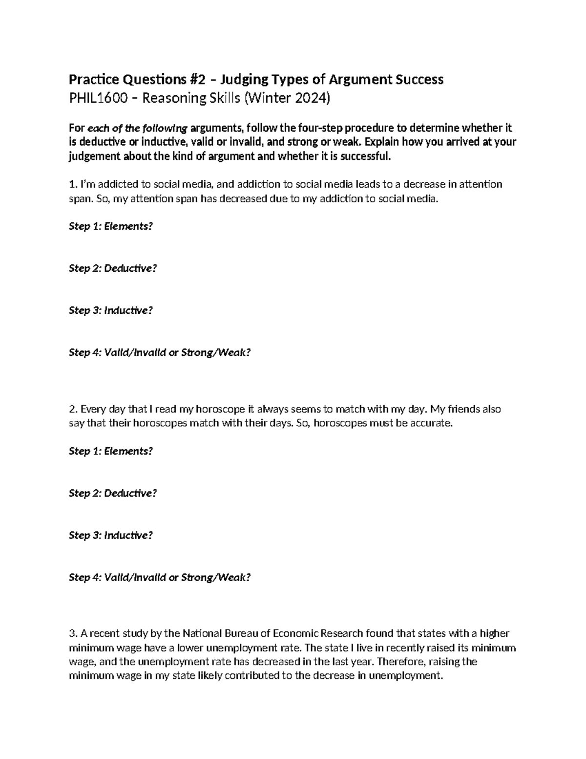 Practice Questions #2 - yes - Practice Questions #2 – Judging Types of ...