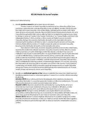 SCS 260 Mod 8 - Good luck - SCS 260 Module Eight Journal Identify the ...