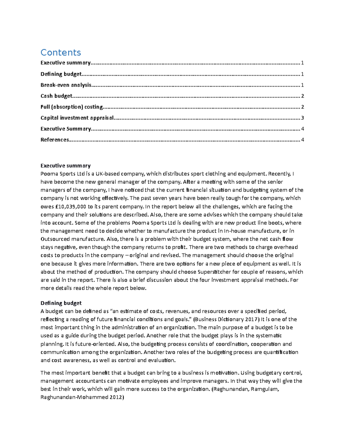 Individual Coursework - Contents Executive - Studocu