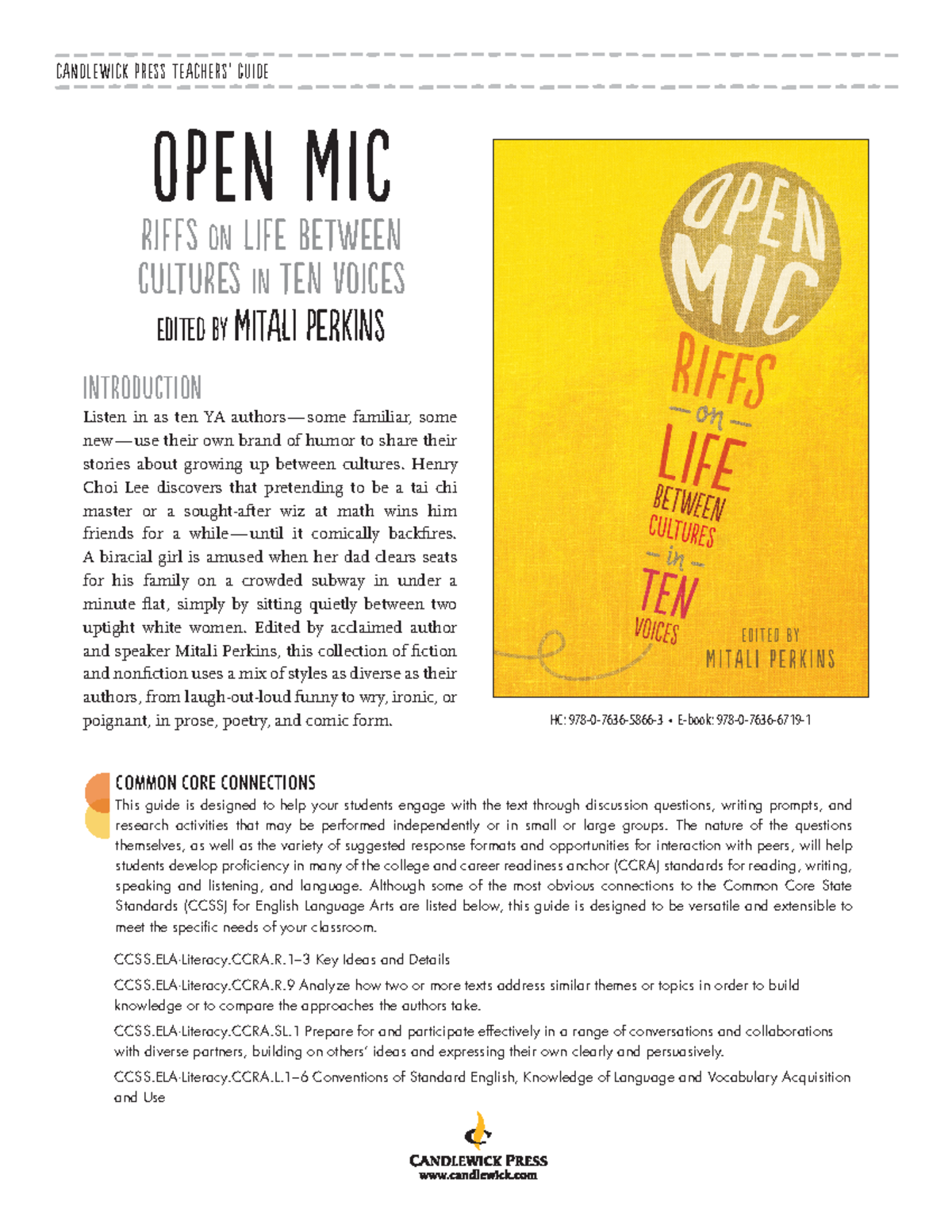 Open Mic Guide - .... - CANDLEWICK PRESS TEACHERS’ GUIDE OPEN MIC riffs ...