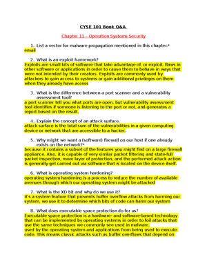 CYSE 101 Book Q&A - This note gives aswers to book questions and can serve as a study guide ...