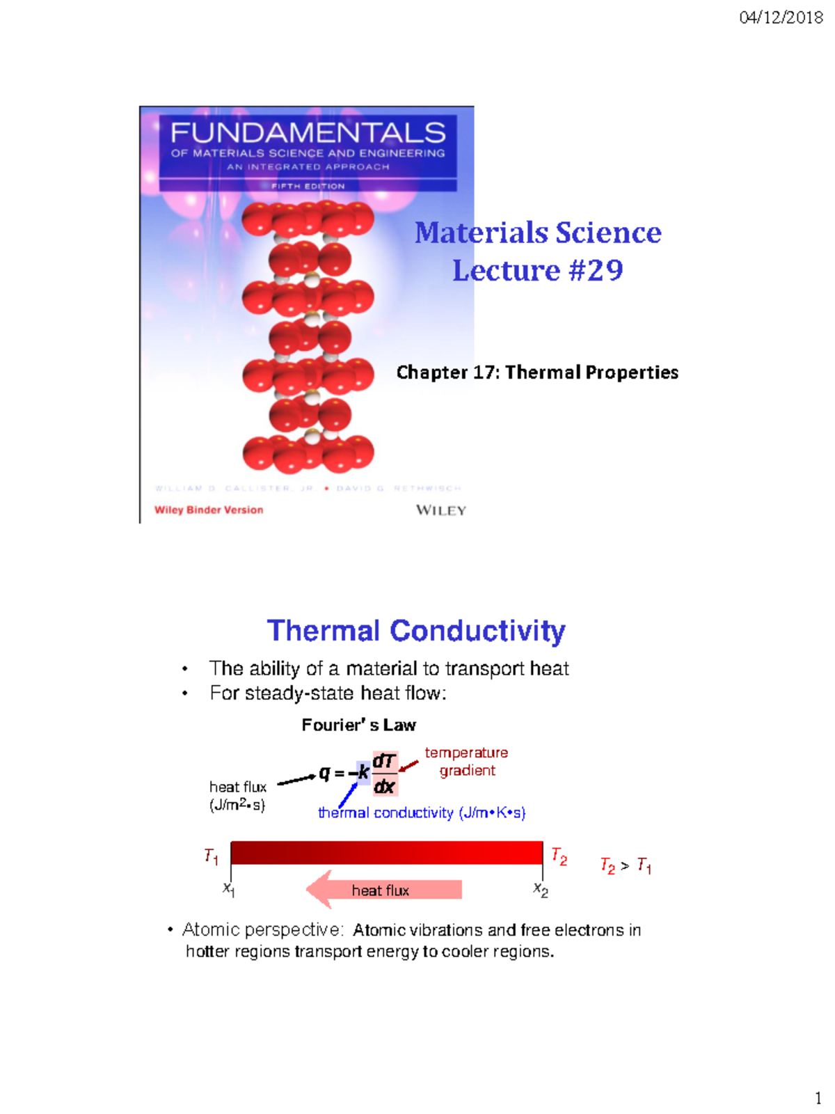 Spring 2018 Materials Science Lecture 29 Chapter 19 MAC - Warning: TT ...
