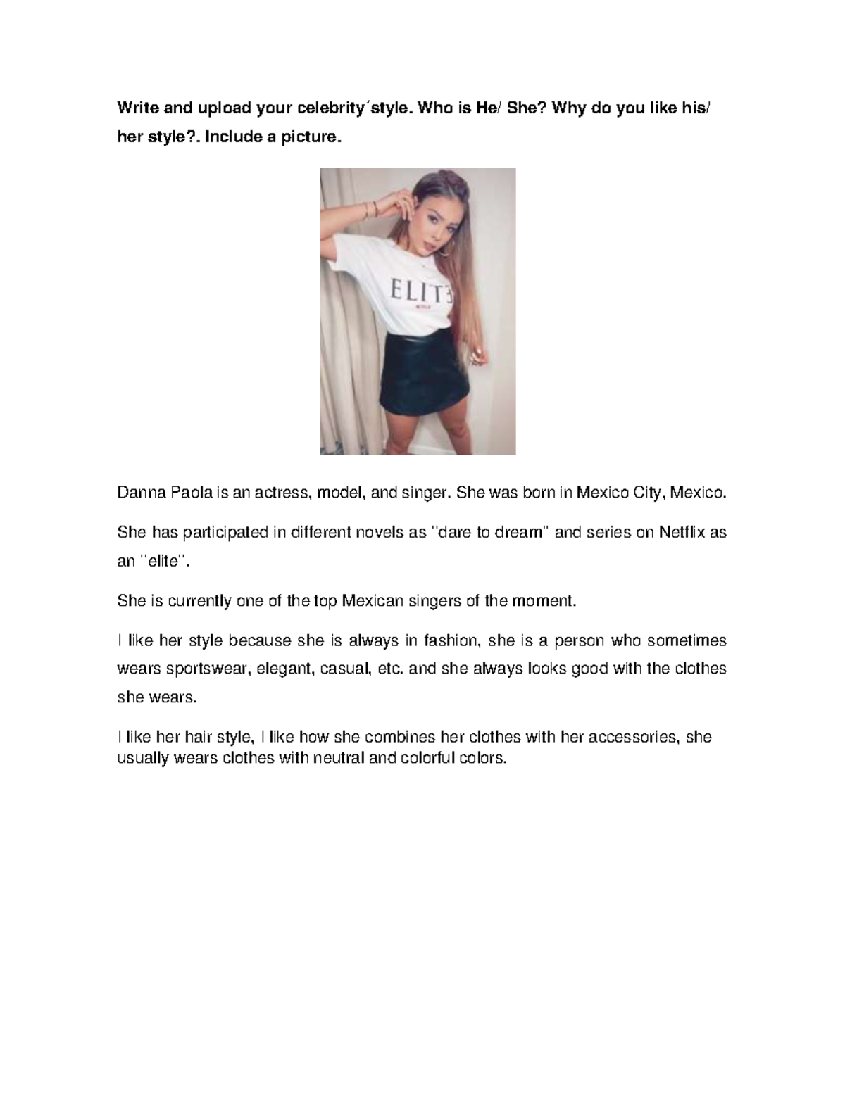 MY Celebrity' Style English IV - Write and upload your celebrity ́style ...