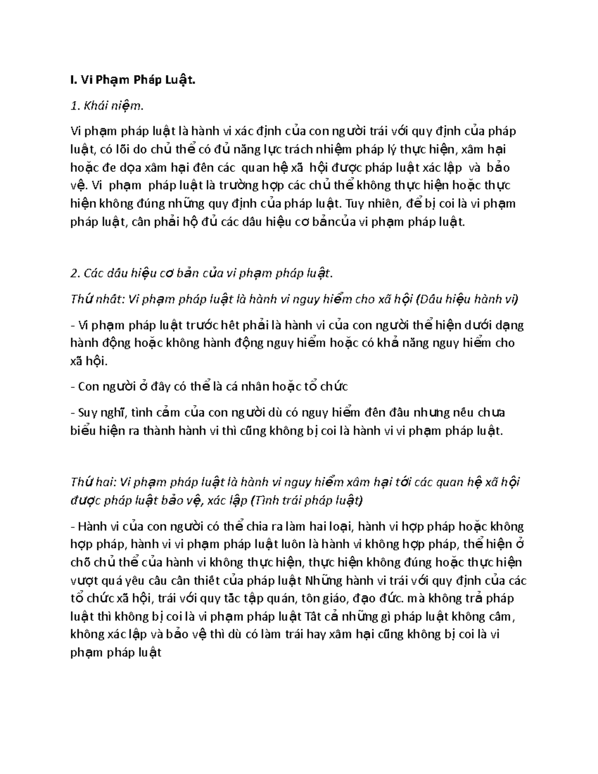 Vi phạm pháp luật - 1233 - I. Vi Ph ạm Pháp Lu ật. Khái ni ệm. Vi ph ạm ...