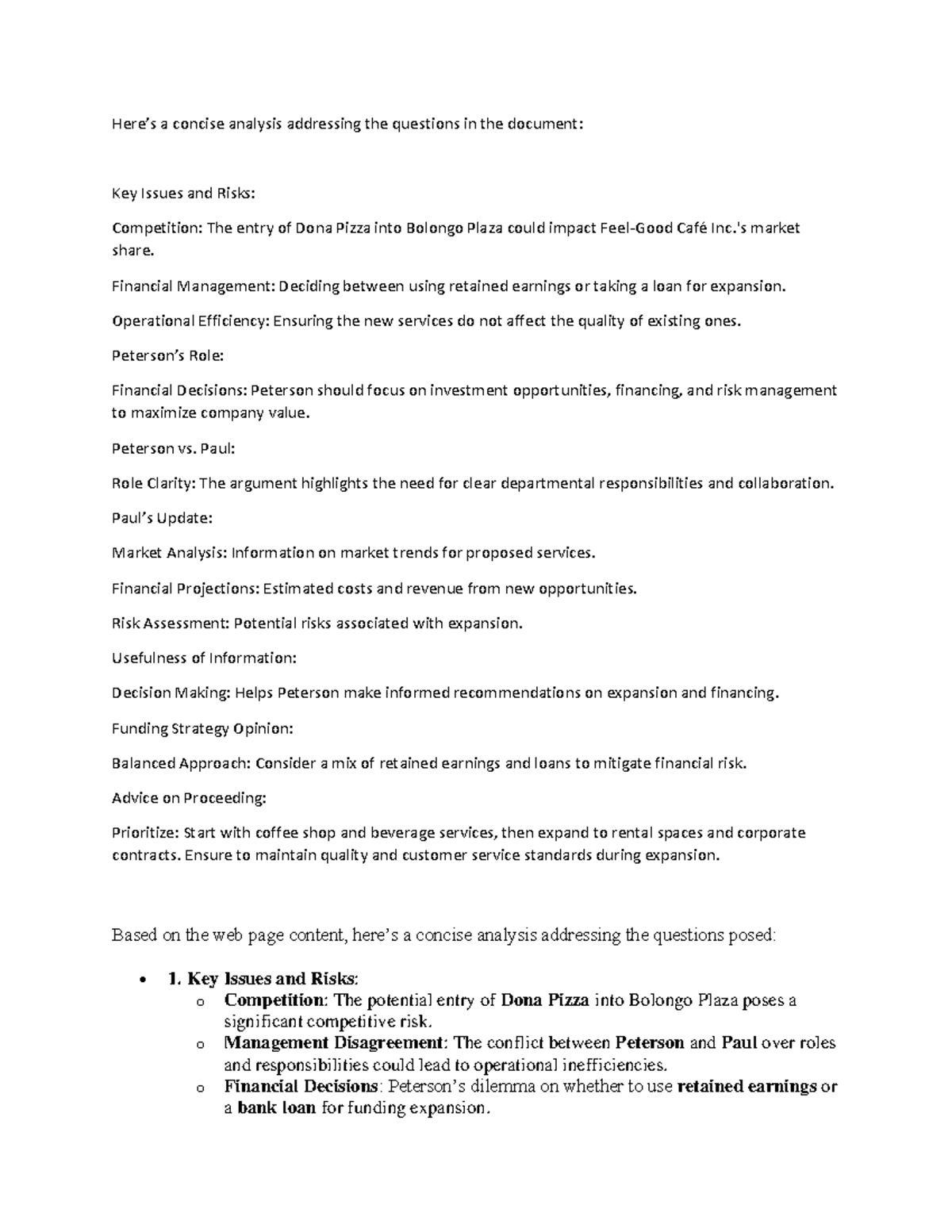 ELEC 8 - ANALYSIS OF FEEL GOOD CAFE SAMPLE - Here’s a concise analysis ...