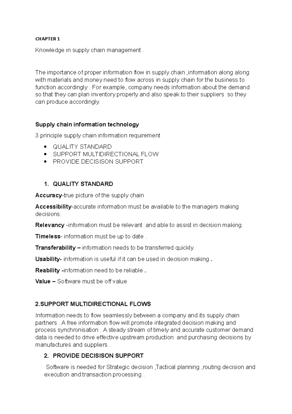 LDSS Revision - CHAPTER 1 Knowledge in supply chain management. The ...