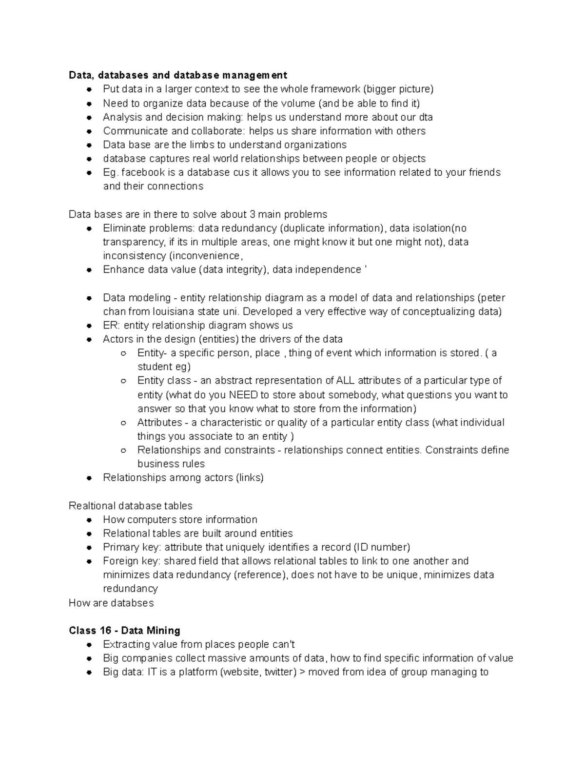 MIS module 2 - Lecture notes ALL - Data, databases and database ...