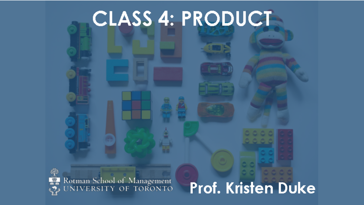 Class 4 - Prerecorded - CLASS 4: PRODUCT Prof. Kristen Duke Strategic ...