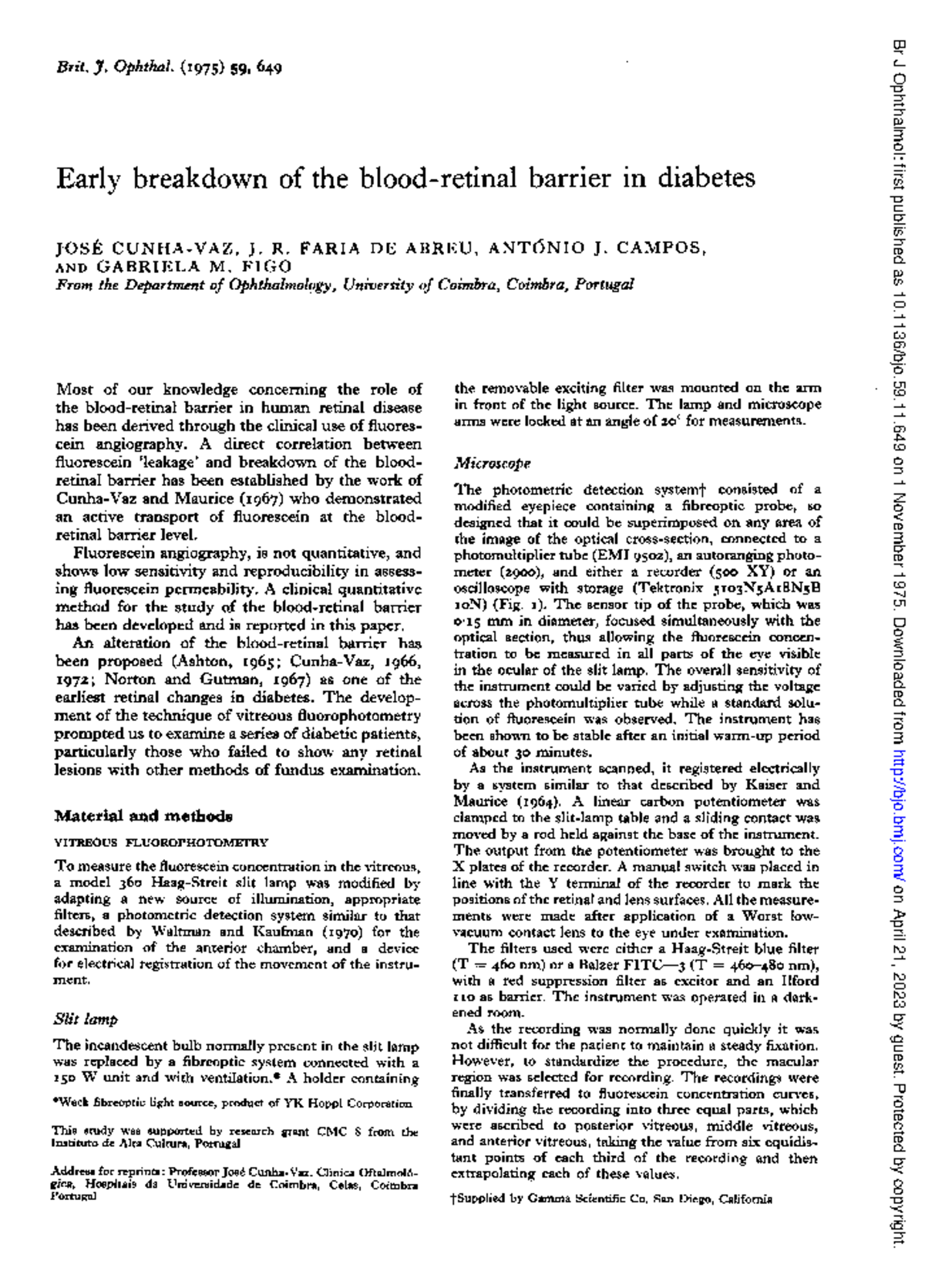 Early breakdown of Blood ocular Barriers in diabetes - Early breakdown ...
