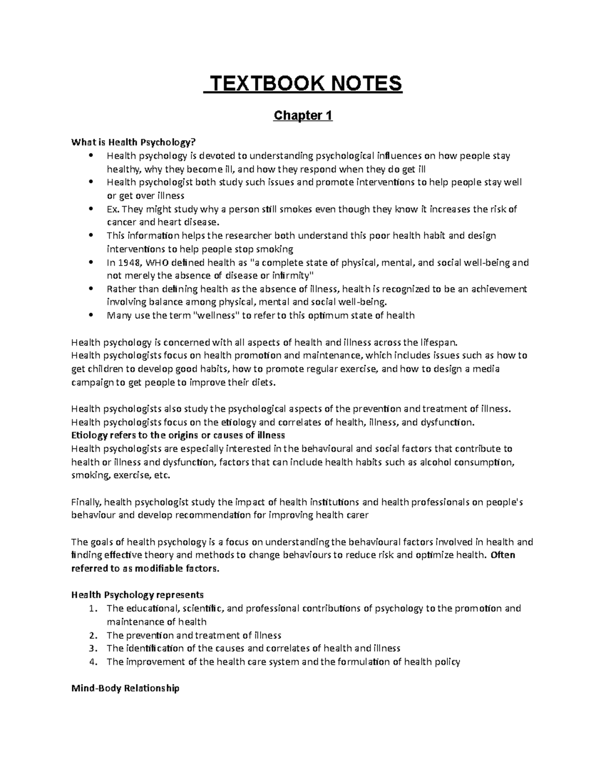 Txtbook notes Health - professor Alistair P. Mapp - TEXTBOOK NOTES ...