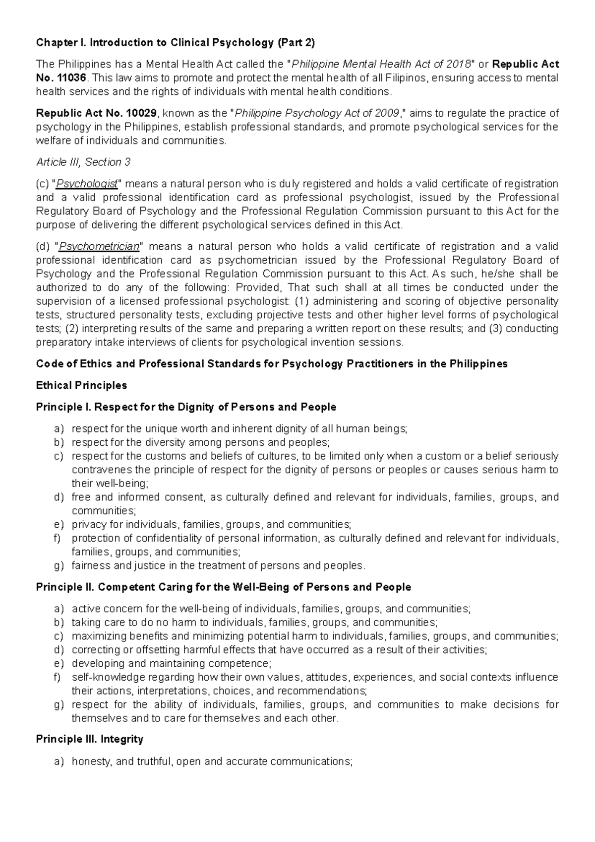 Chapter-I - reading material in clinical psych - Chapter I ...