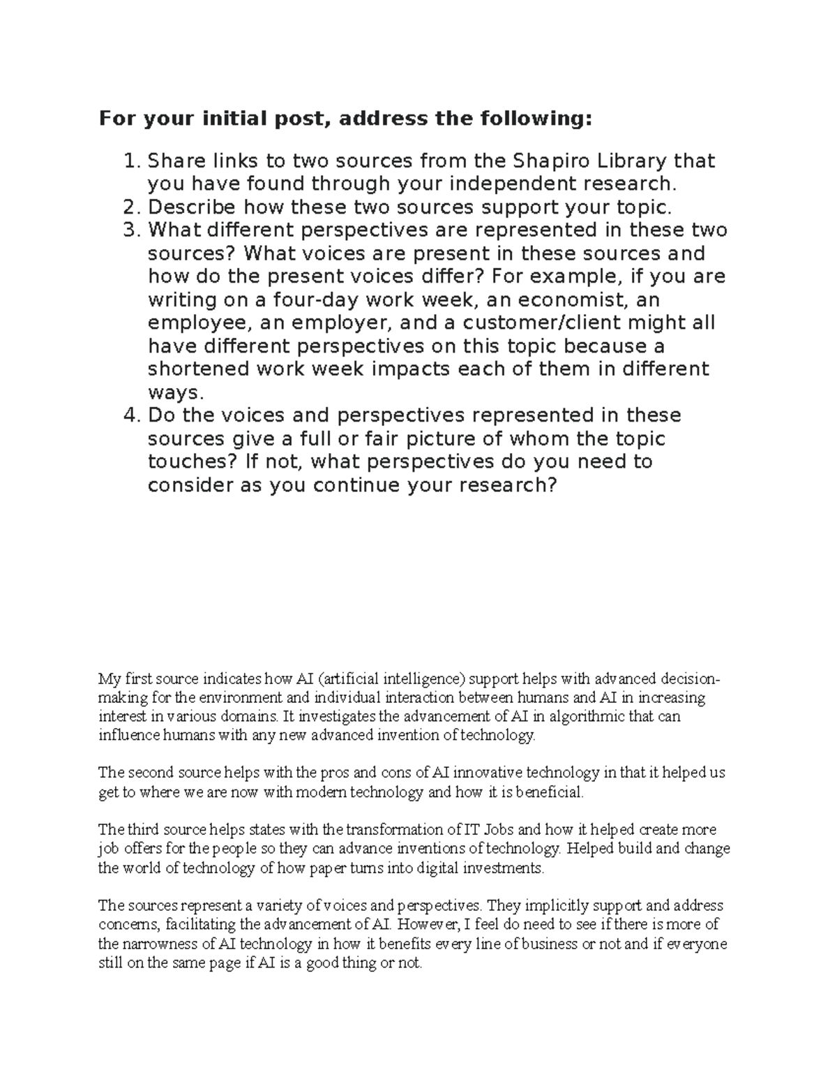 2-1 Discussion ENG 190 - For your initial post, address the following ...