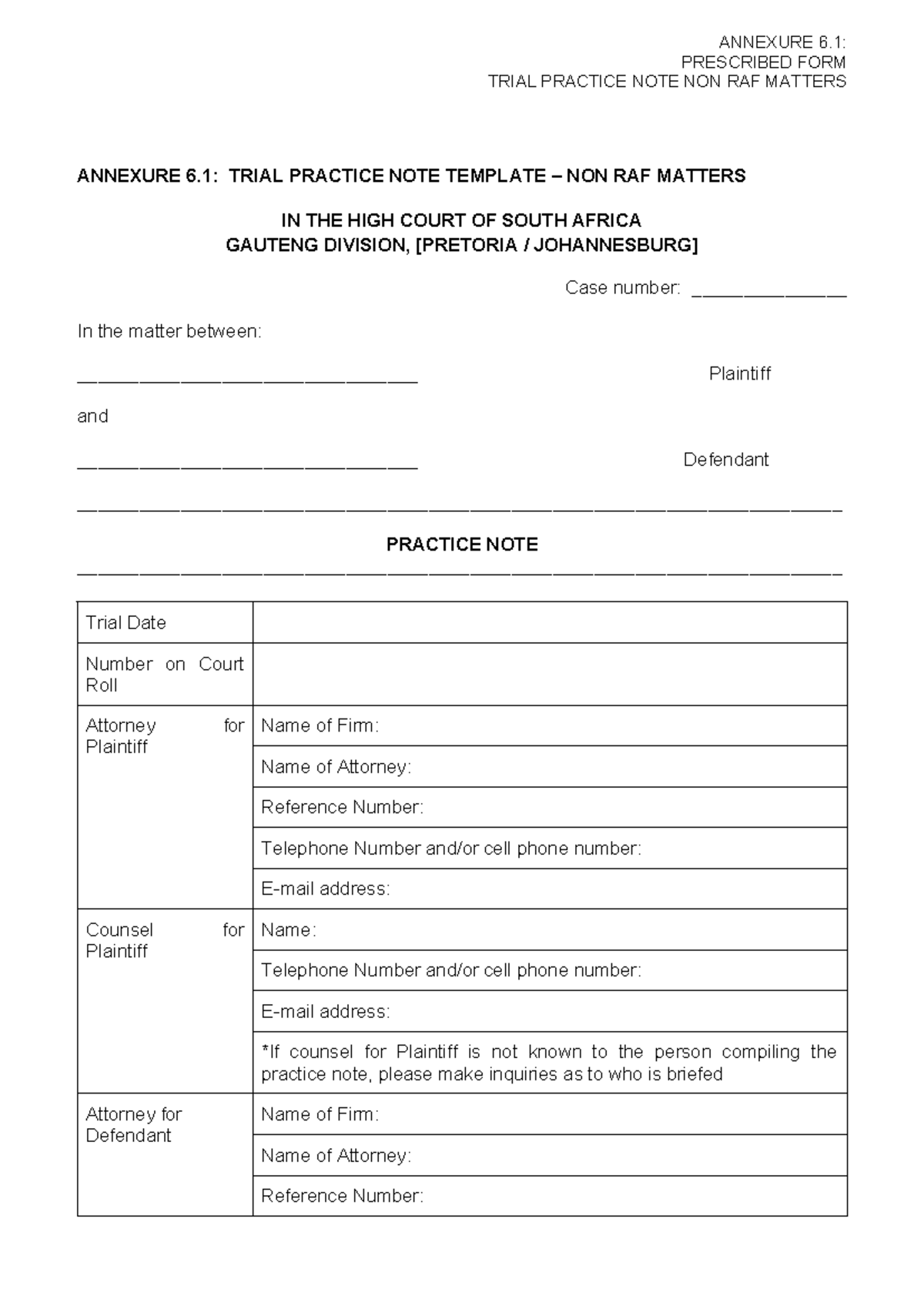 Annexure-6.1-Prescribed-form- Trial- Practice-NOTE-NON-RAF- Matters ...